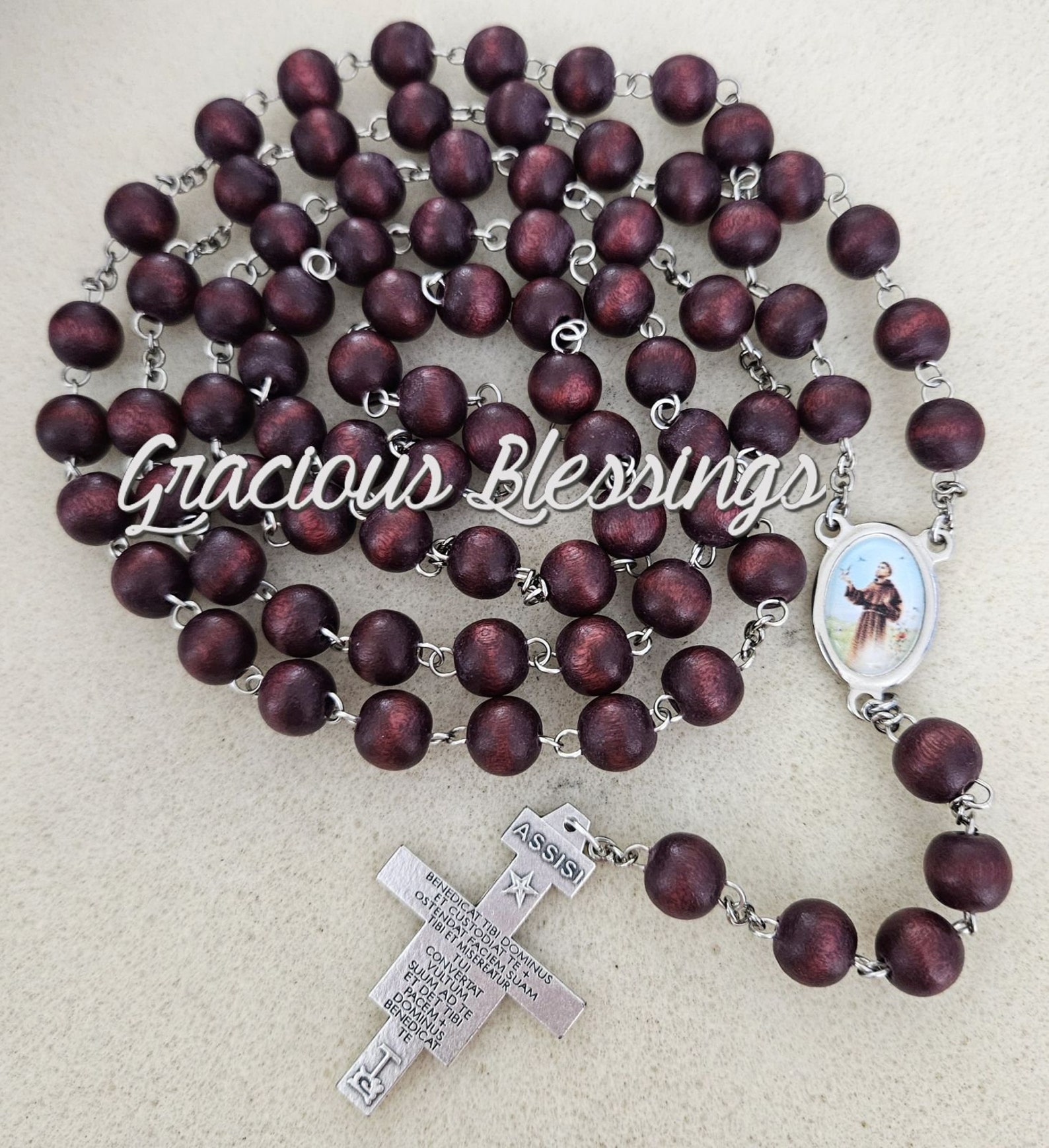 Saint Francis of Assisi, Franciscan Crown Rosary, Seven Decade - Dark ...