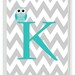 Chevron Initial Letter Art Print Owl Nursery Aqua Gray | Etsy