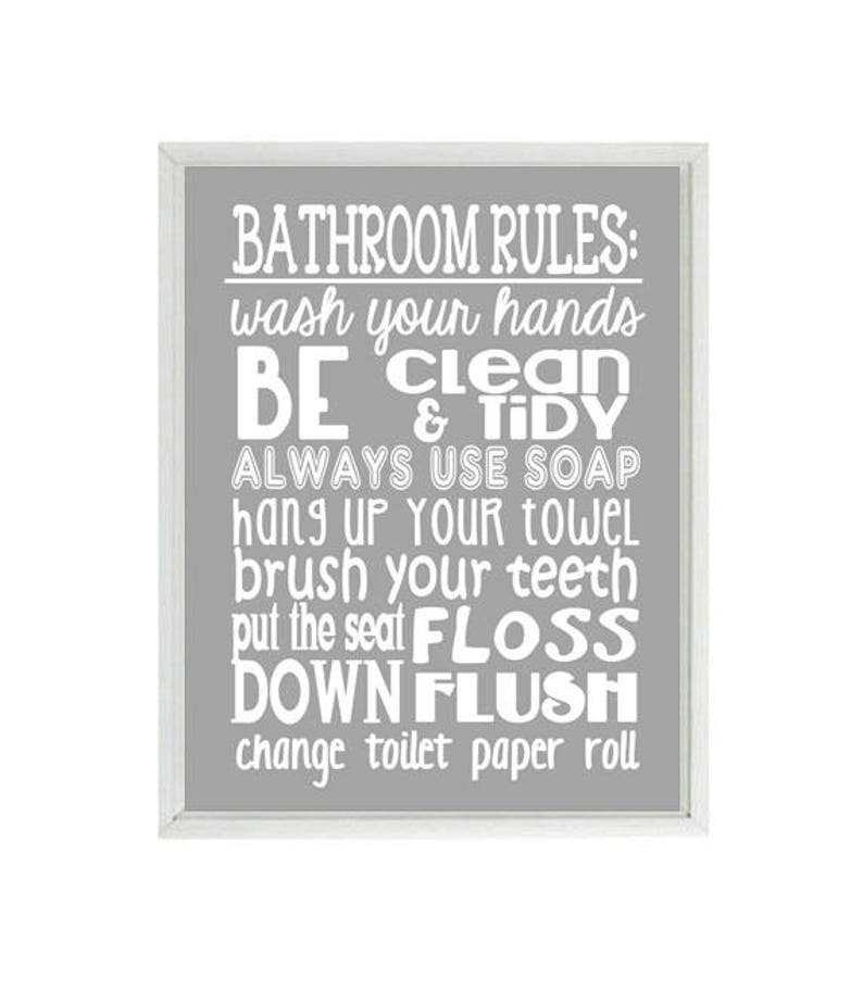 Bathroom Rules Wall Art Kids Bathroom Rules Wash Your Hands - Etsy