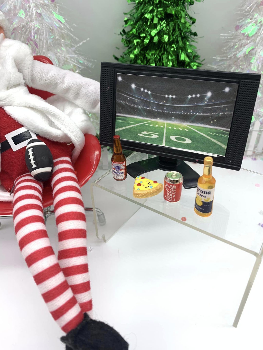 Elf Prop: Football Night TV Set With Pizza Drink Beer or Soda - Etsy