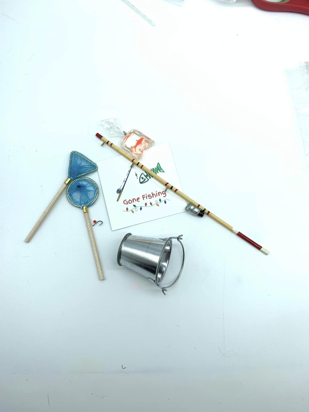 Elf Fishing Pole Prop, Fish Net, Bucket & Worms - Etsy