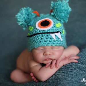 Baby Boy Hat TURQUOISE MONSTER Newborn Baby Boy / Girl | Etsy