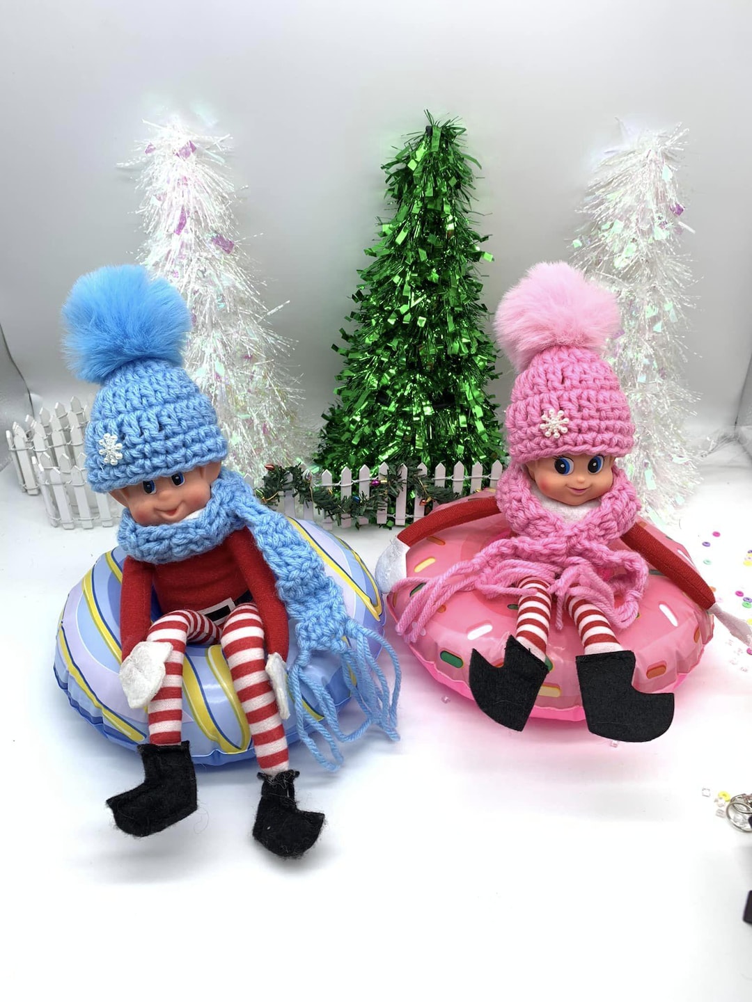 Elf Snow Tube Prop: Christmas Elf Hat and Scarf Set - Etsy