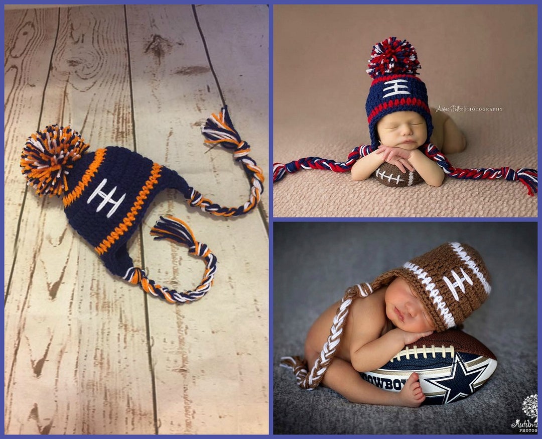 Denver Broncos Baby Boy Hat FOOTBALL Newborn Baby Boy Crochet Football ...
