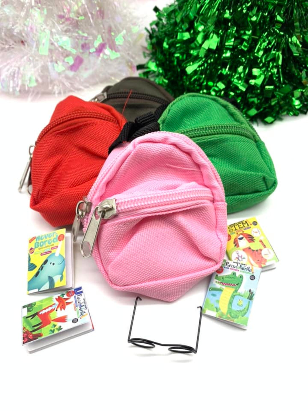 Elf Size School Backpack With Mini Book & Glasses - Elf Prop - Etsy