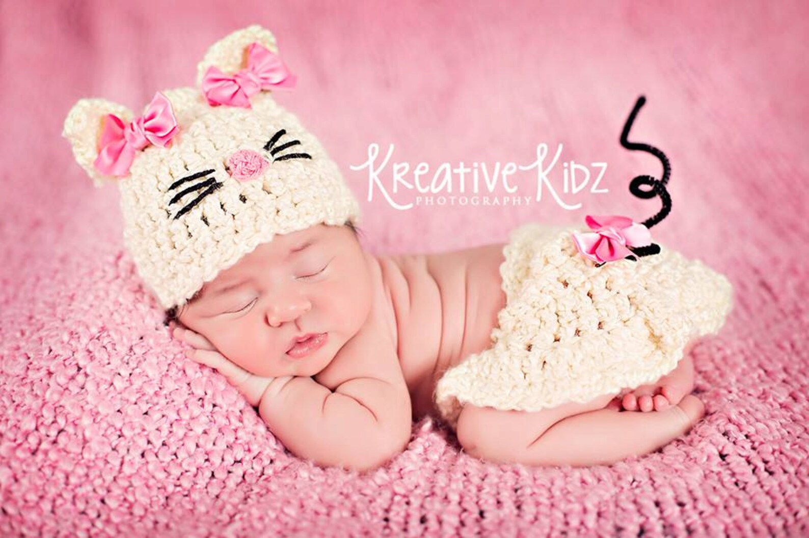 Baby Girl Hat KITTY LUV Newborn Baby Girl Crochet Cat Hat and - Etsy