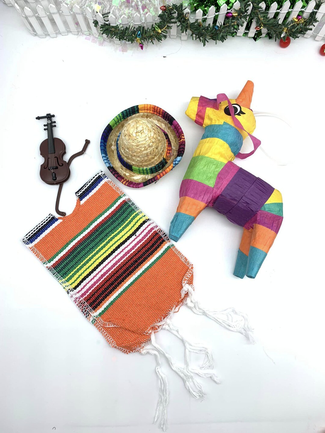 Elf Props Elf Mexican Night NO DOLL Poncho Pinata Violin Sombrero Hat ...