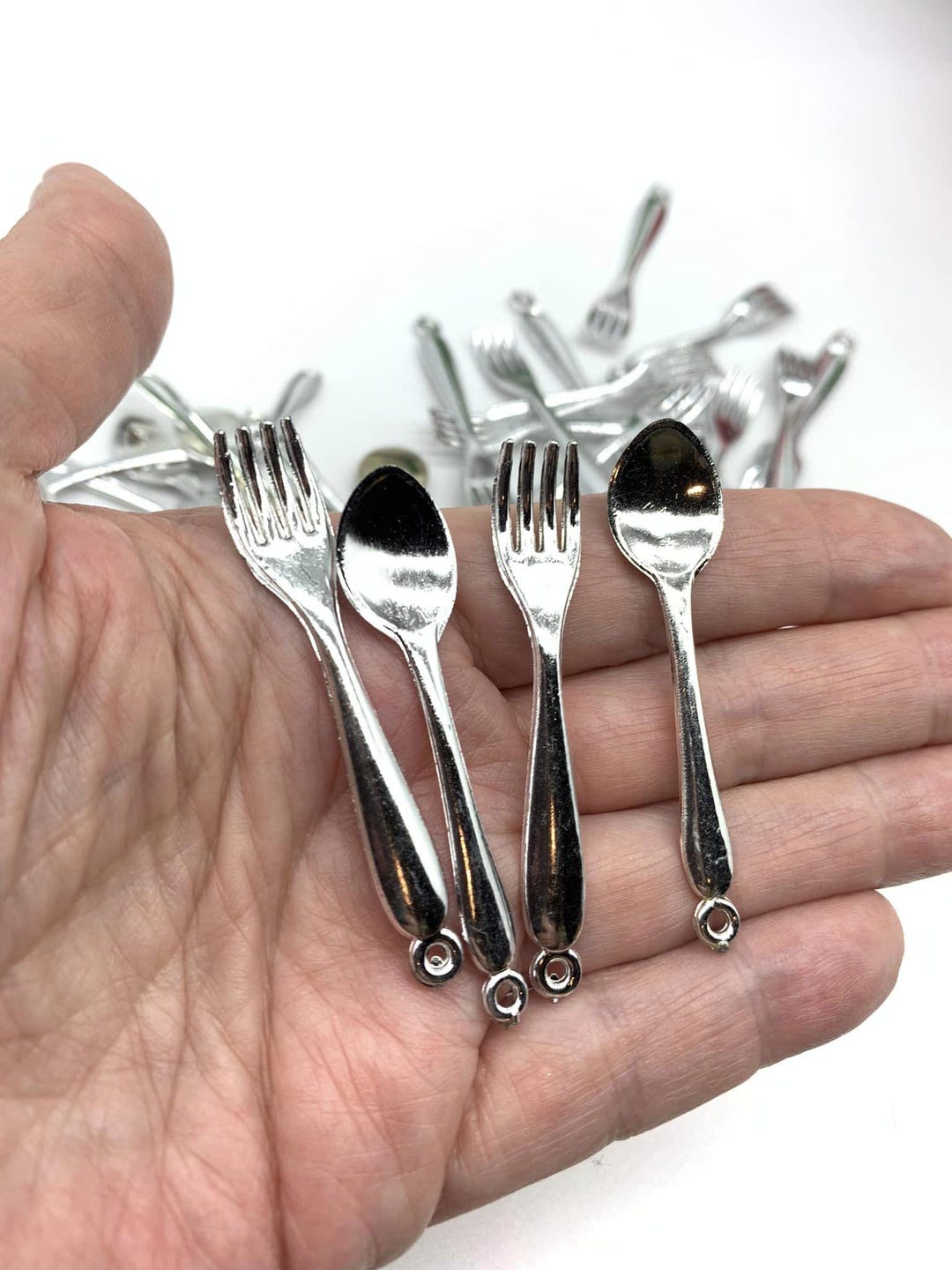 Mini Spoons and Forks Elf Size Utensils Miniature Diorama Elf Props ...