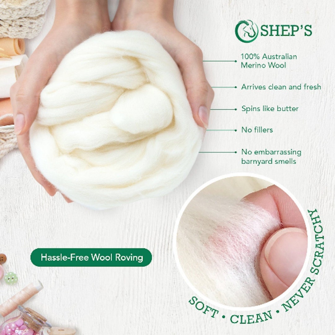 Natural White Wool Roving Fiber: Felting, Spinning, and Crafts (1lb) - Etsy