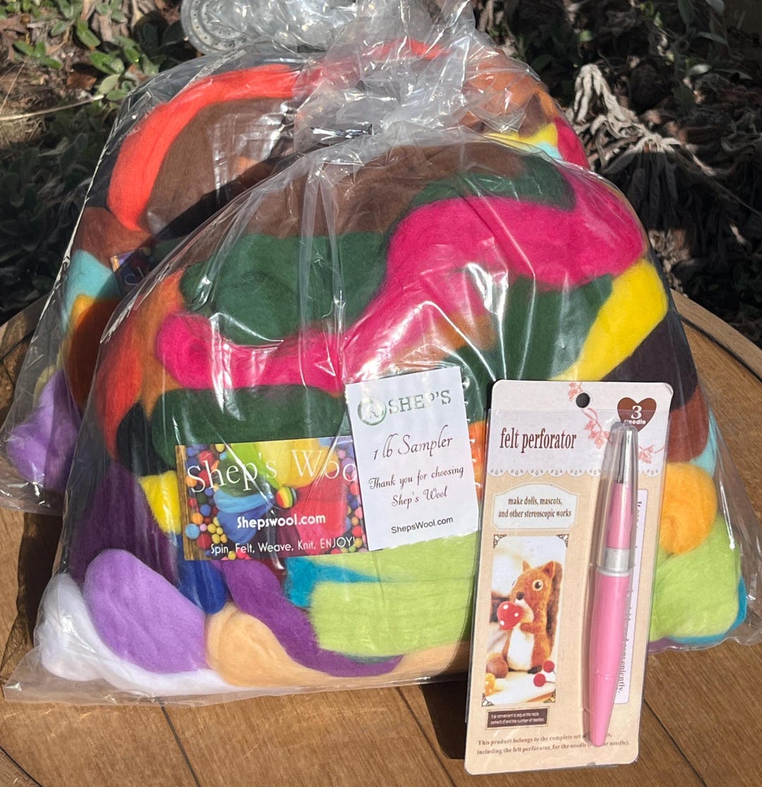 Merino Wool Needle Felting Kit: Multi-color Roving With Felting Tool - Etsy