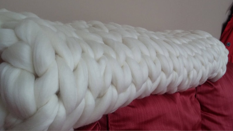 Chunky Knit Blanket Merino Wool 40 X 50 Throw - Etsy