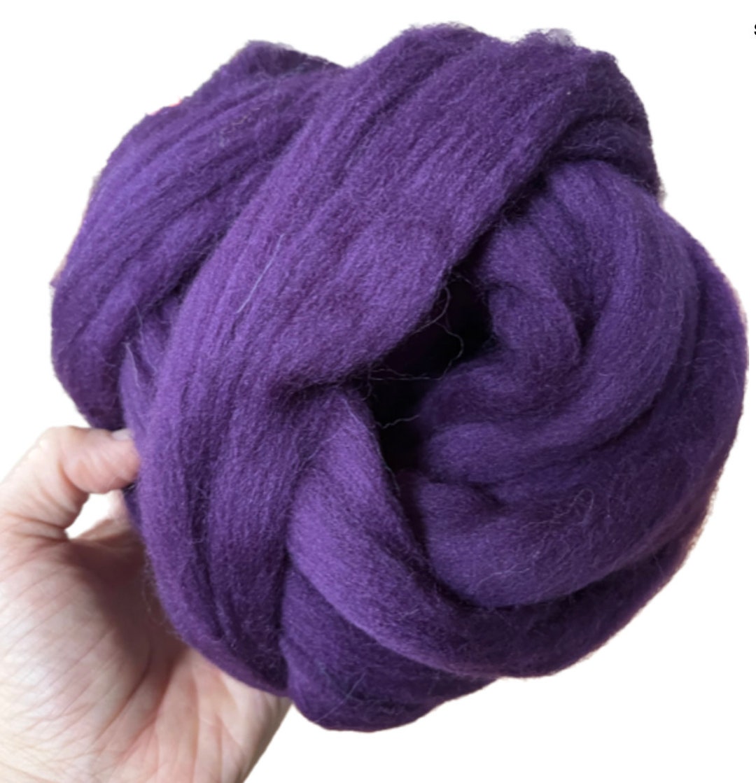 Purple Grape Merino Wool Roving: 23 Micron Fiber for Spinning & Felting ...