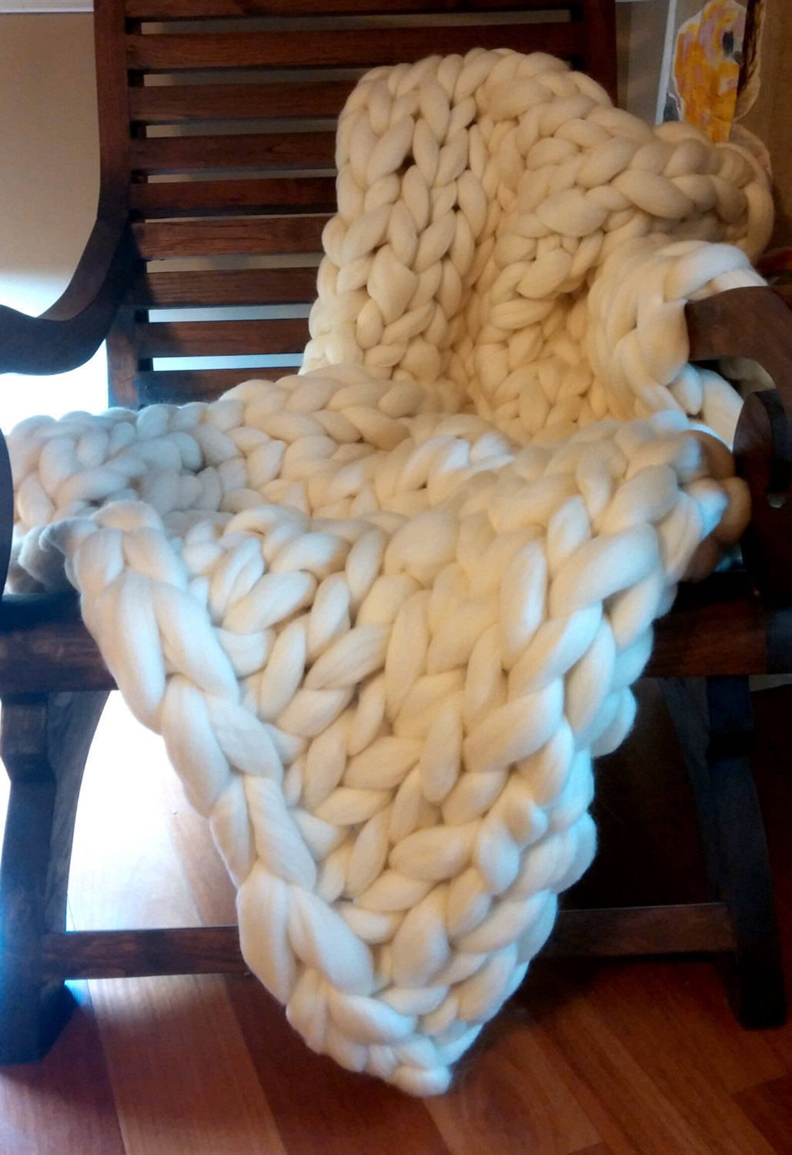 Chunky Knit Blanket Merino Wool 40 X 50 Throw - Etsy