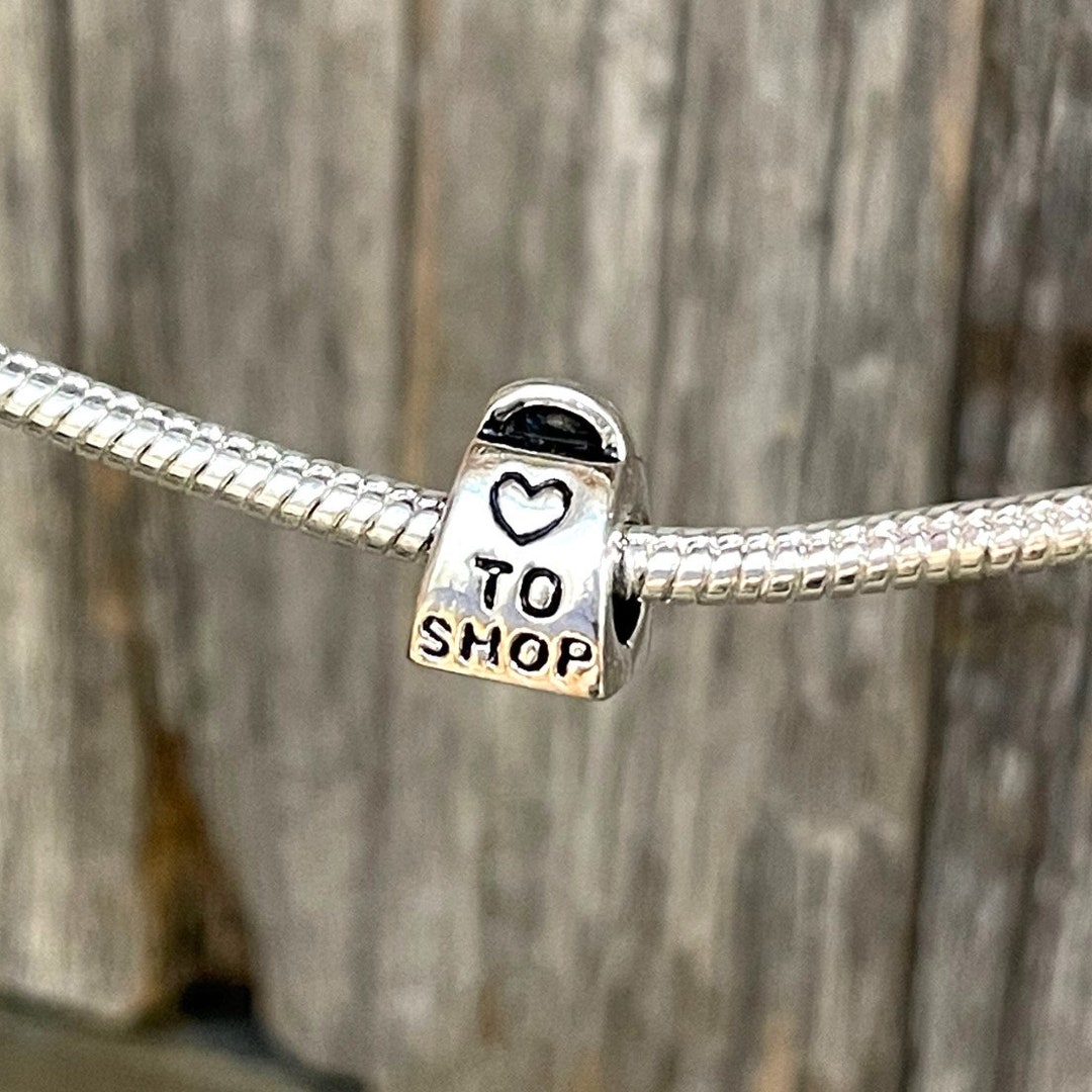Love to Shop Bag Purse Heart Shopping European Charm Bead Silver Plated ...