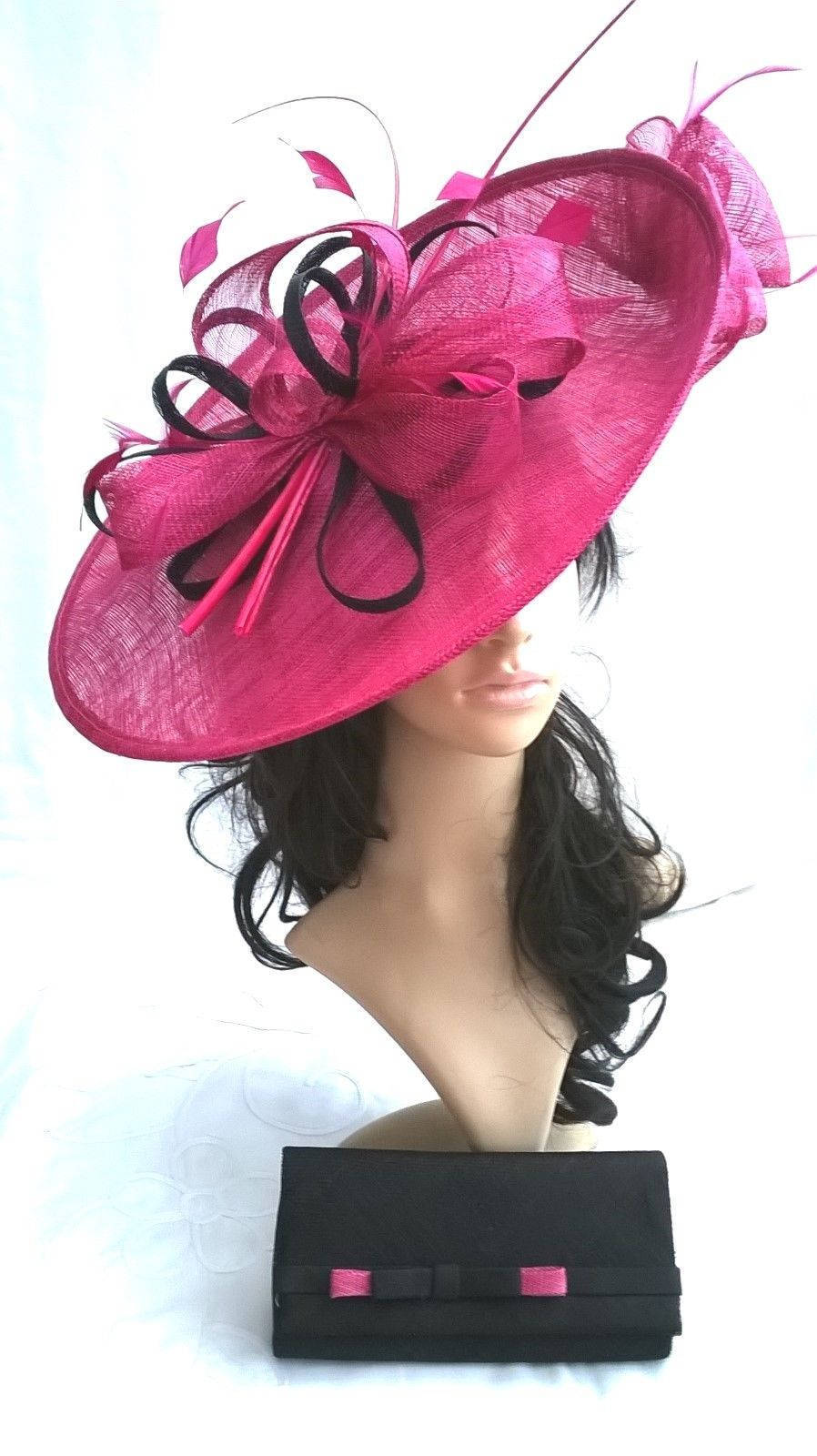 Sophia..Fuschia pink with Black or white Hatinator..Stunning Sinamay ...