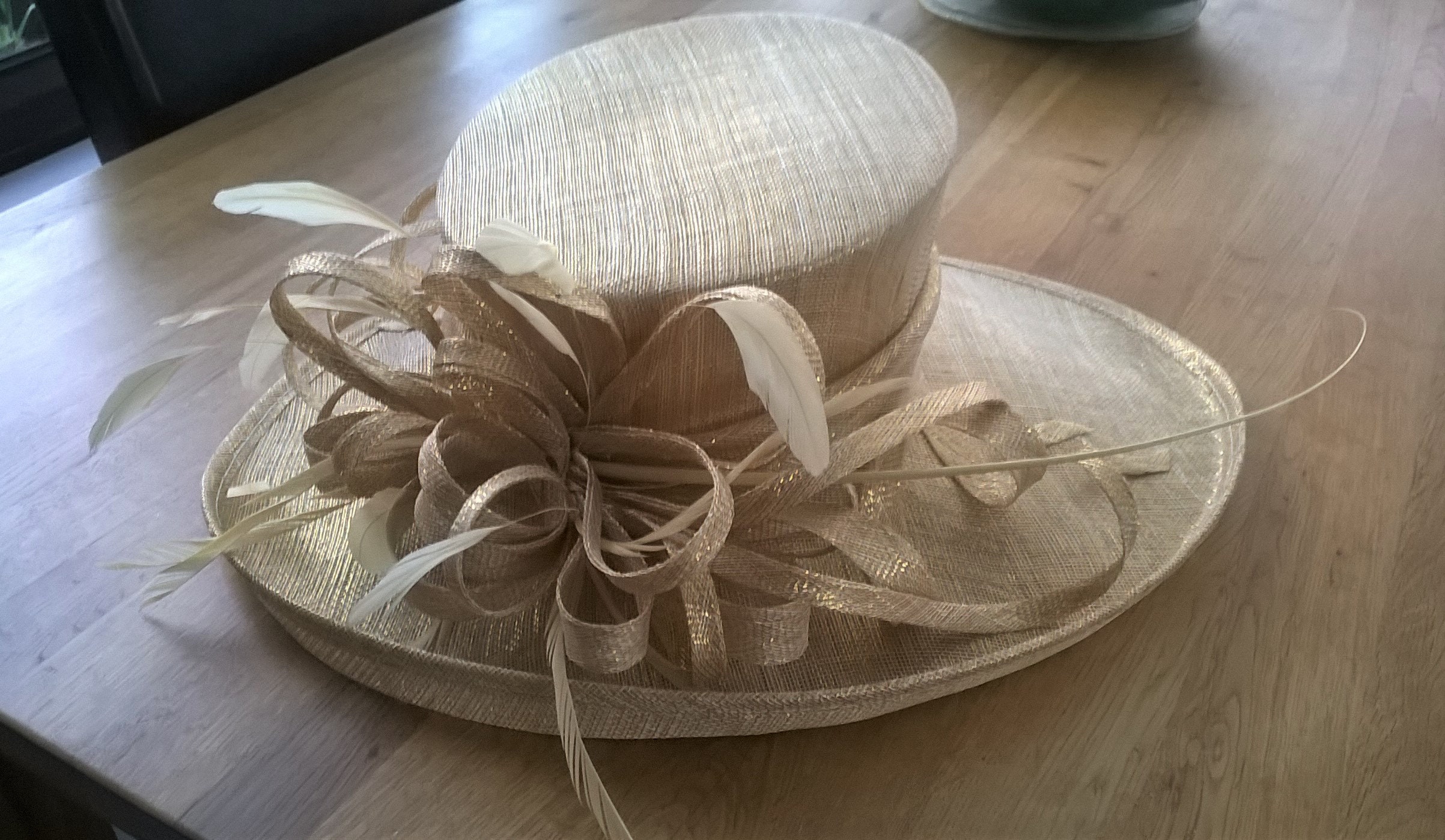 Statement Hat*..Stunning Sinamay Hat ..with looped trim ,biot /coque ...