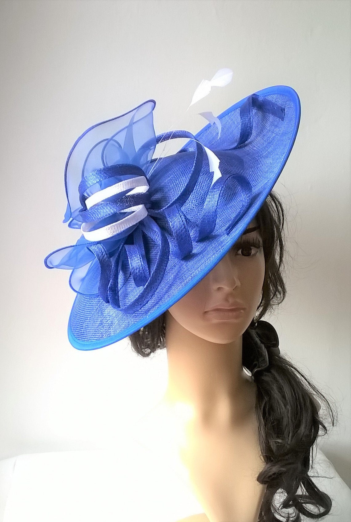 Royal blue Hatinator with white accent Fascinator..Stunning | Etsy Royal blue Hatinator with white accent Fascinator..Stunning | Etsy