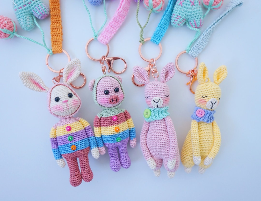 Cute Animals Kawaii Keychain Crochet Pattern ( Not Include Heart and ...
