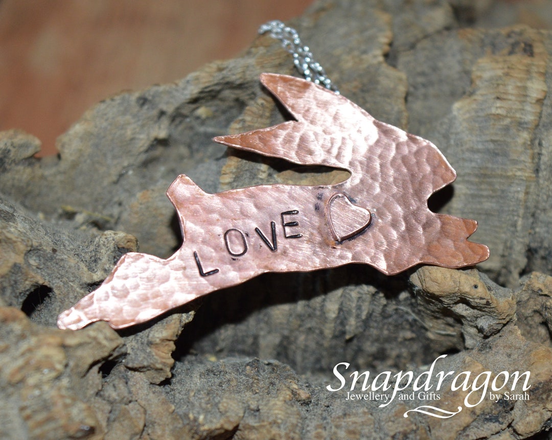 Leaping Hare Copper Pendant: Sterling Silver Bale, 'love' Heart Charm ...