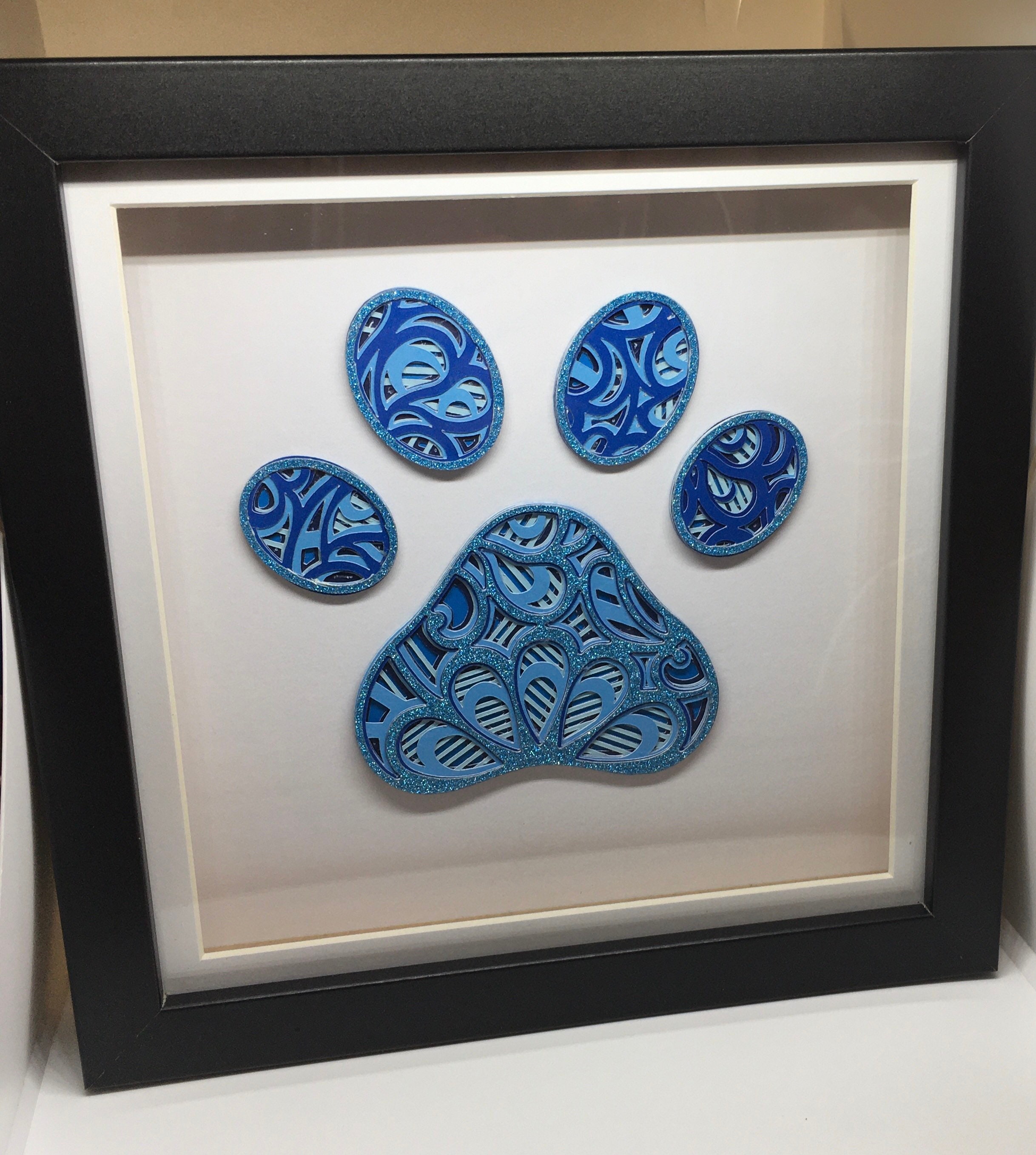 Paw Print Layered Mandala in Shadow Box Frame. Box Frame Wall - Etsy UK