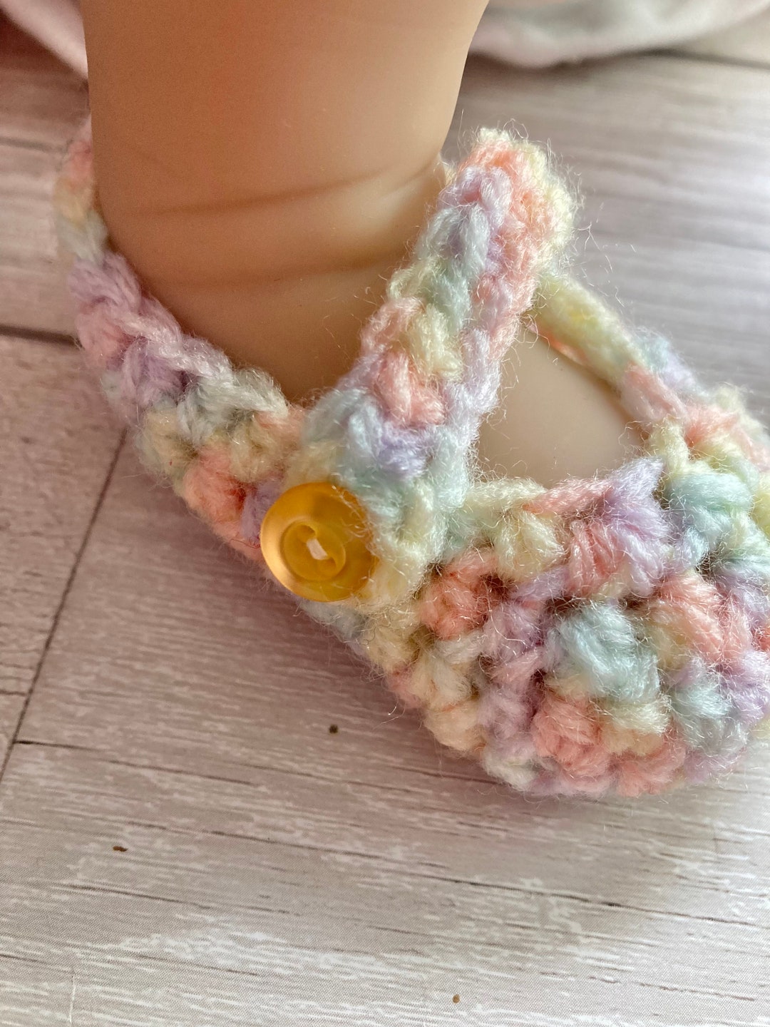 Pastel Rainbow Baby Booties, Newborn Baby Booties, Crochet Baby Shoes ...