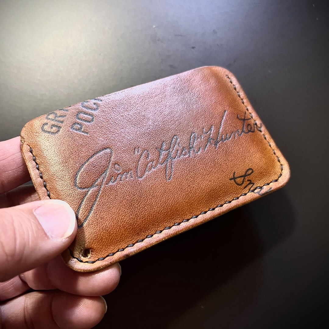 Wilson Jim Catfishhunter Minimalist Leather Baseball Wallet / Card ...