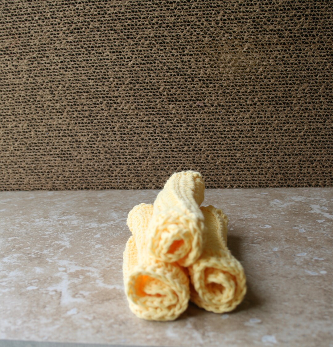 Three Cotton Dish Cloths in Yellow 100% Cotton Thread, - Etsy