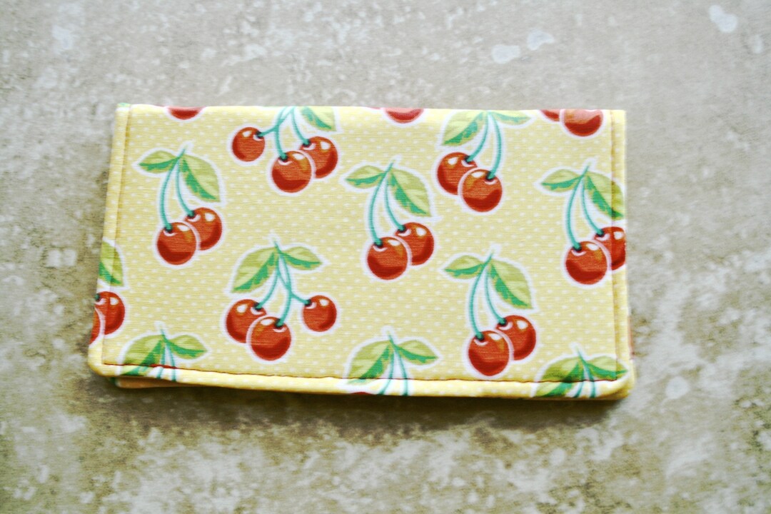 Cherry Print Fabric Checkbook Cover Coupon Holder Purse - Etsy