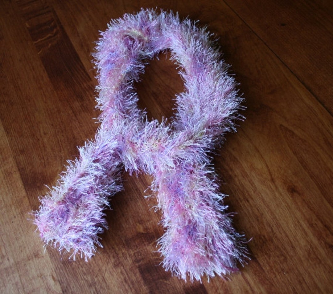 Knit Long Skinny Pink Fuzzy Scarf Boa Style Neck Warmer Scarf for ...