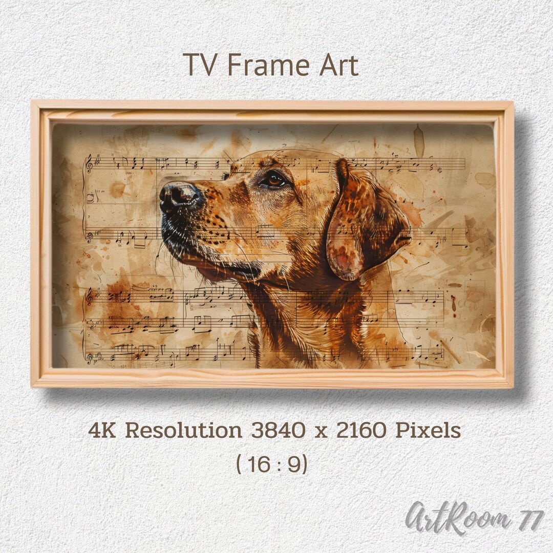 Labrador Retriever on the Vintage Sheet Music Frame TV Art ,dog Samsung ...