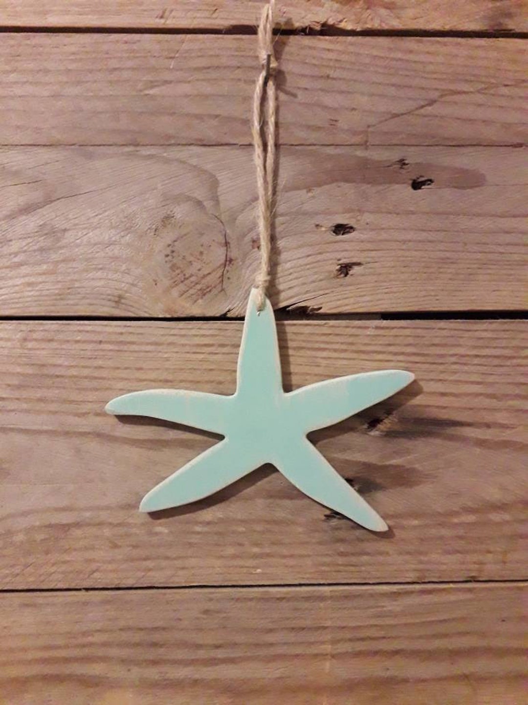 Turquoise Starfish / Wall Hangings / Wooden Starfish / Beach House ...