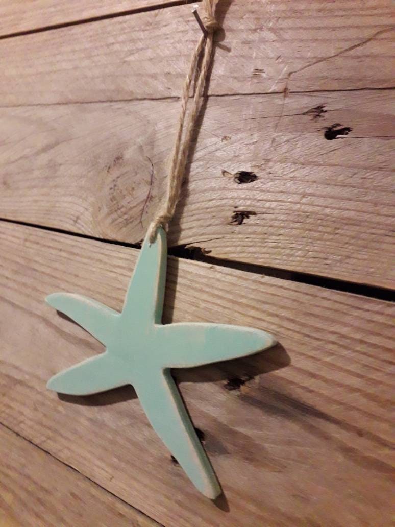 Turquoise Starfish / Wall Hangings / Wooden Starfish / Beach | Etsy