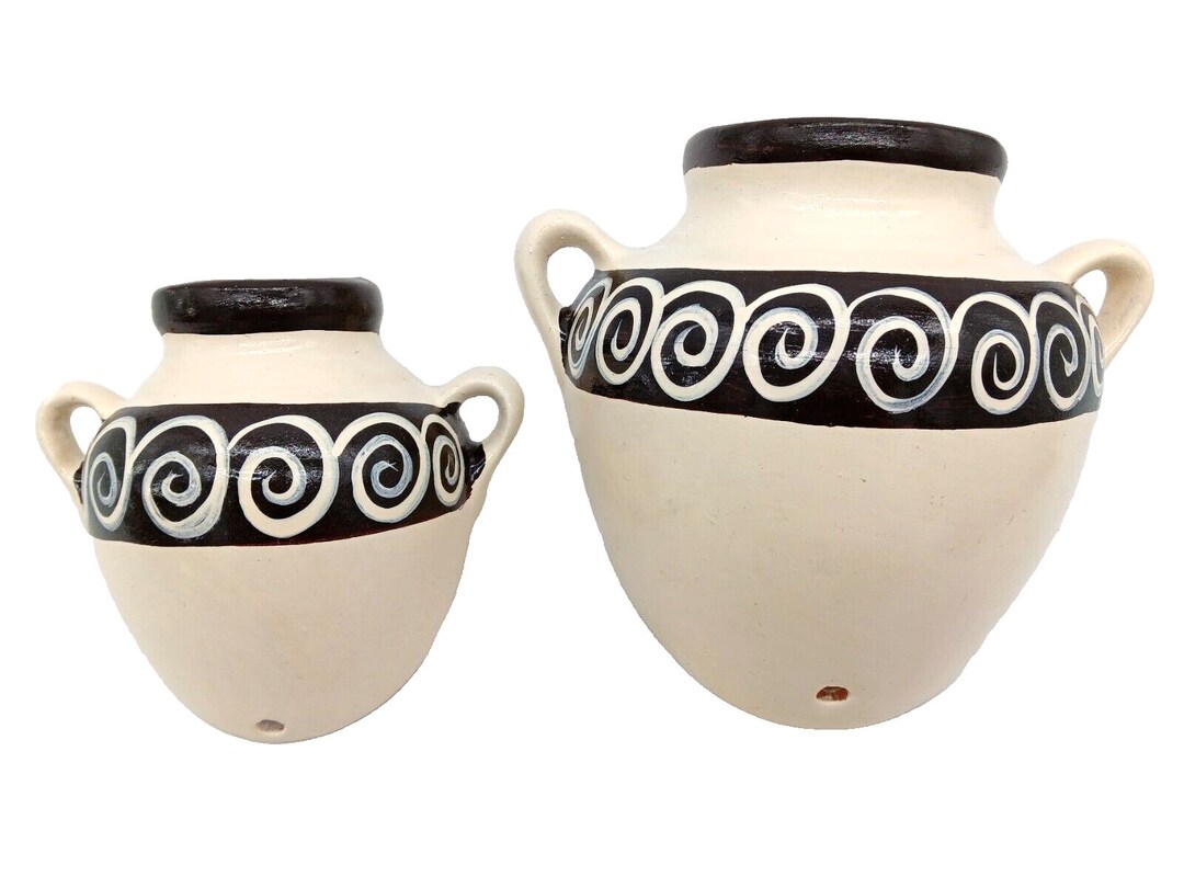 Clay Pottery Wall Planter Hanging Terracotta Flower Pot Southwest Brown ...