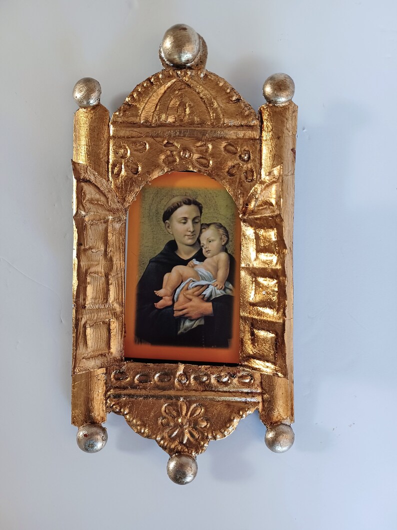 Mexican Tin Nicho Wall Box Art Ornament Saint Anthony Child - Etsy