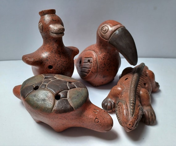 Clay Whistle Animal Sculptures