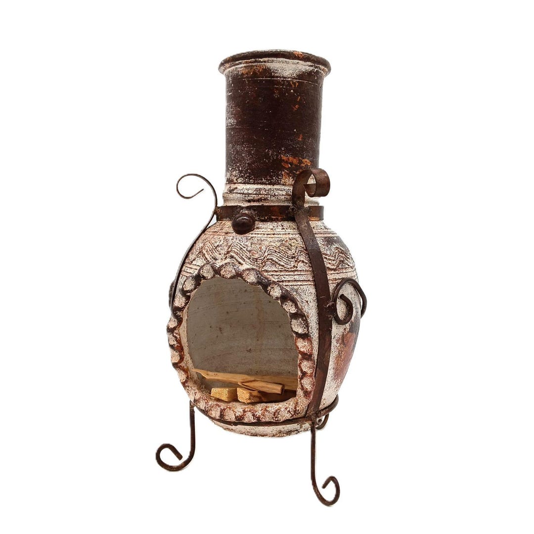 Tabletop Chiminea Mexican Terracotta Clay Pottery Candle Incense ...