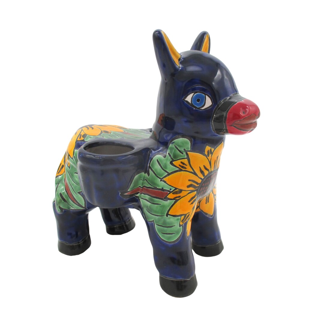 Talavera Pottery Planter Donkey Animal Figure Ceramic Flower Pot ...