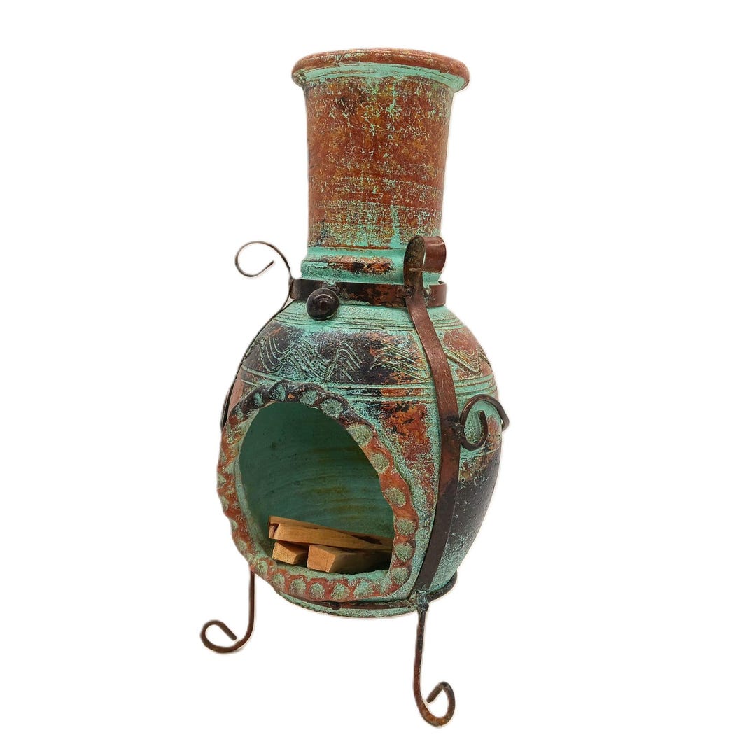 Tabletop Chiminea Mexican Terracotta Clay Pottery Candle Incense ...