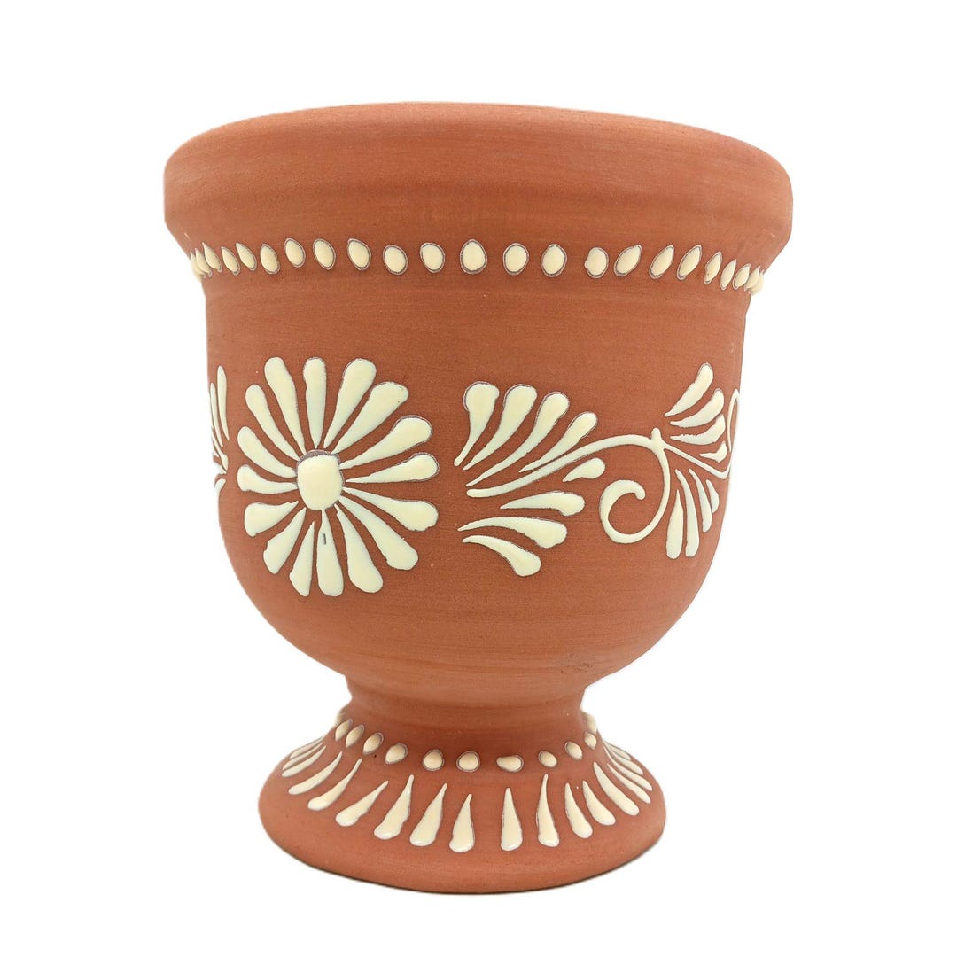 Terracotta Clay Pottery Flower Pot Rustic Natural Hand Painted Planter ...