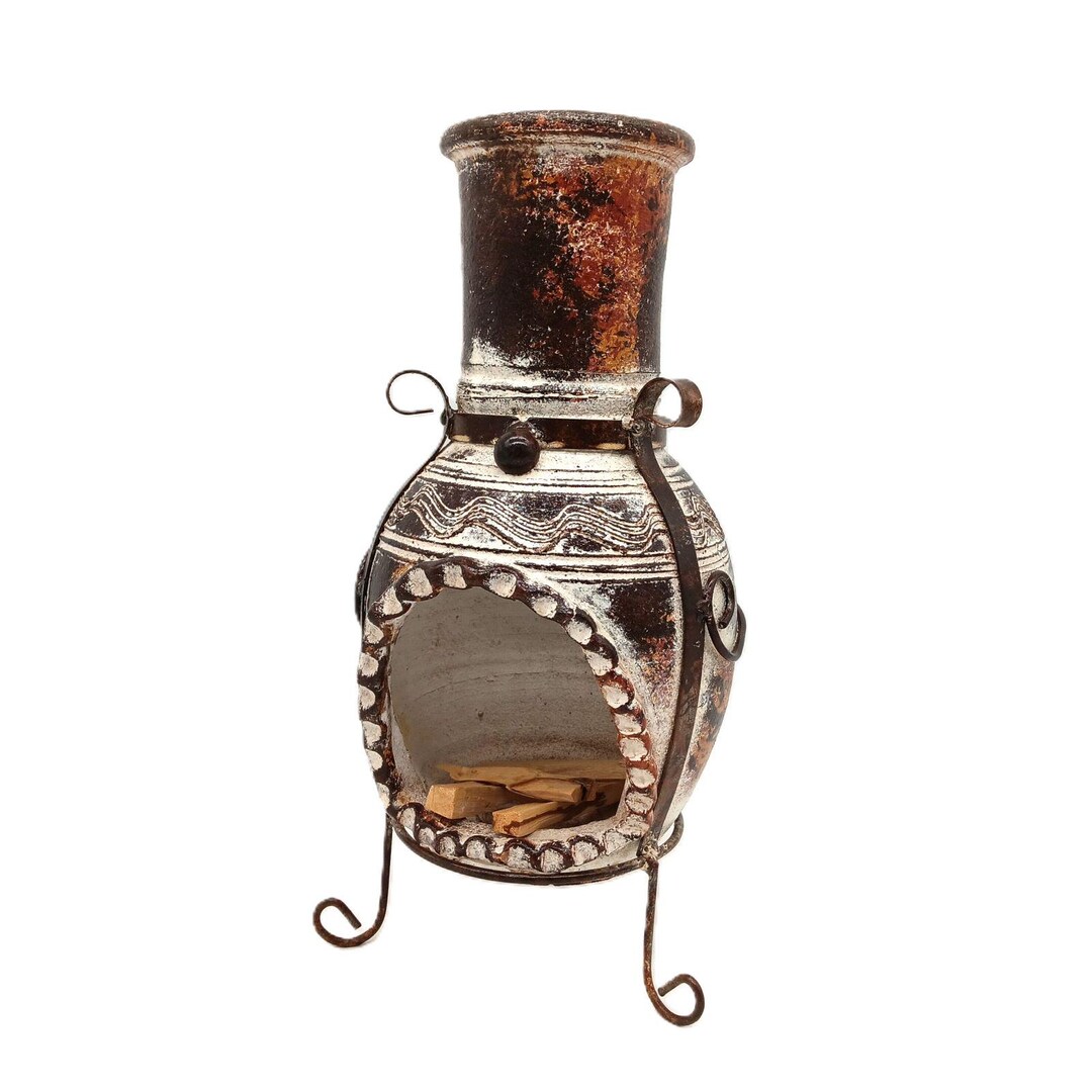 Tabletop Chiminea Mexican Terracotta Clay Pottery Candle Incense ...