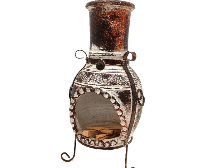 Tabletop Chiminea Mexican Terracotta Clay Pottery Candle Incense ...