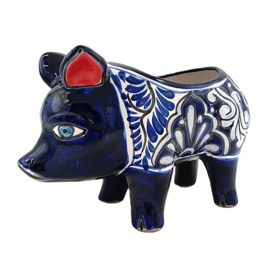Talavera Pottery Pig Planter Mexican Ceramic Animal Shape Flower Pot ...