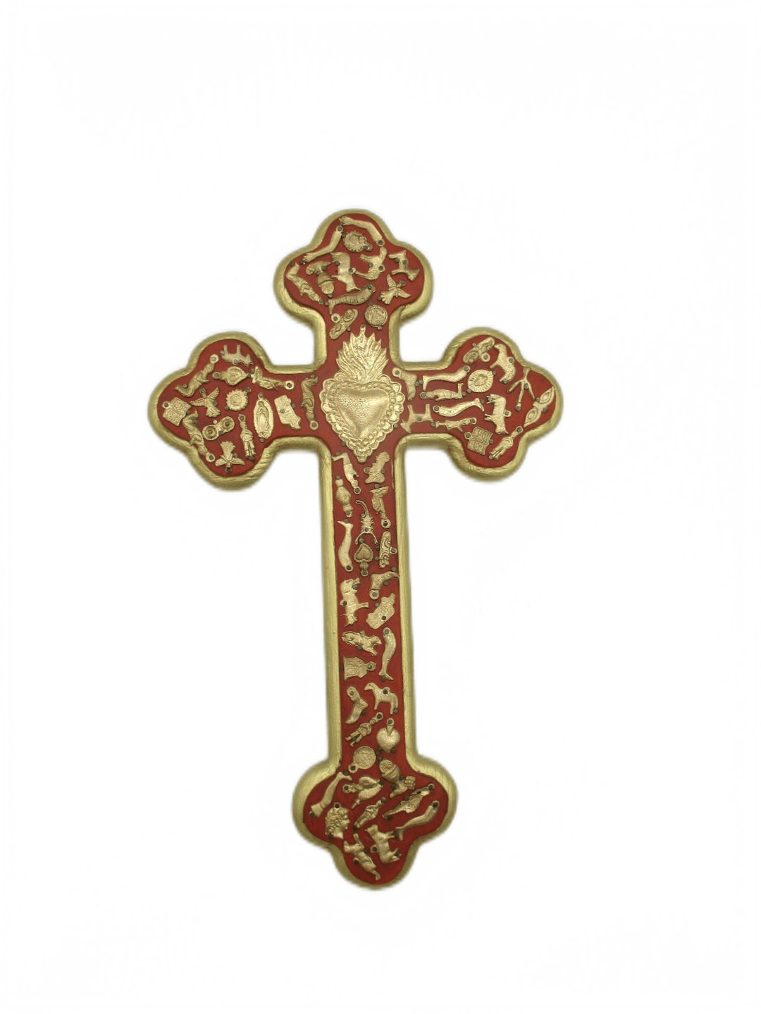 Wall Cross Mexican Milagro Miracle Prayer Charm Religious Art Wood Tin ...