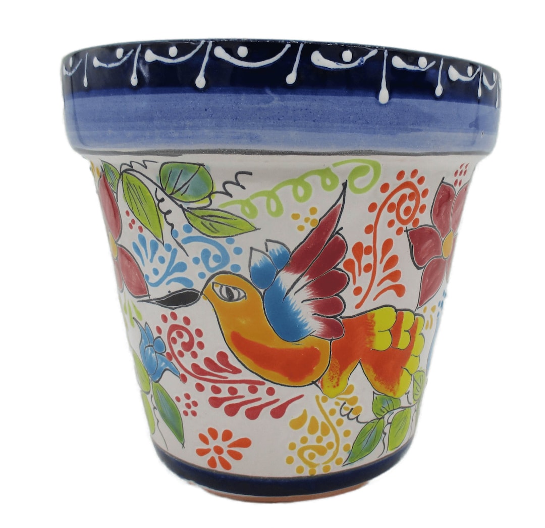 Talavera Pottery Planter Hummingbird Ceramic Art Garden Bird Flower Pot ...
