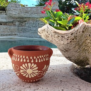 Terracotta Clay Pottery Flower Pot Planter Rustic Natural Hand Painted ...
