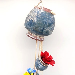 Hanging Clay Pots on Rope Aged Terracotta Pottery Handmade Rustic Small ...