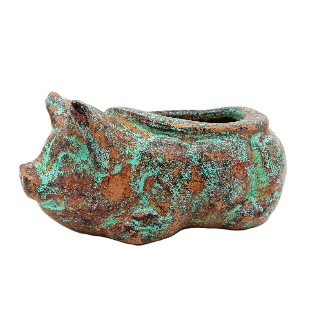 Terracotta Clay Pottery Pig Planter Animal Shape Flower Pot Rustic ...