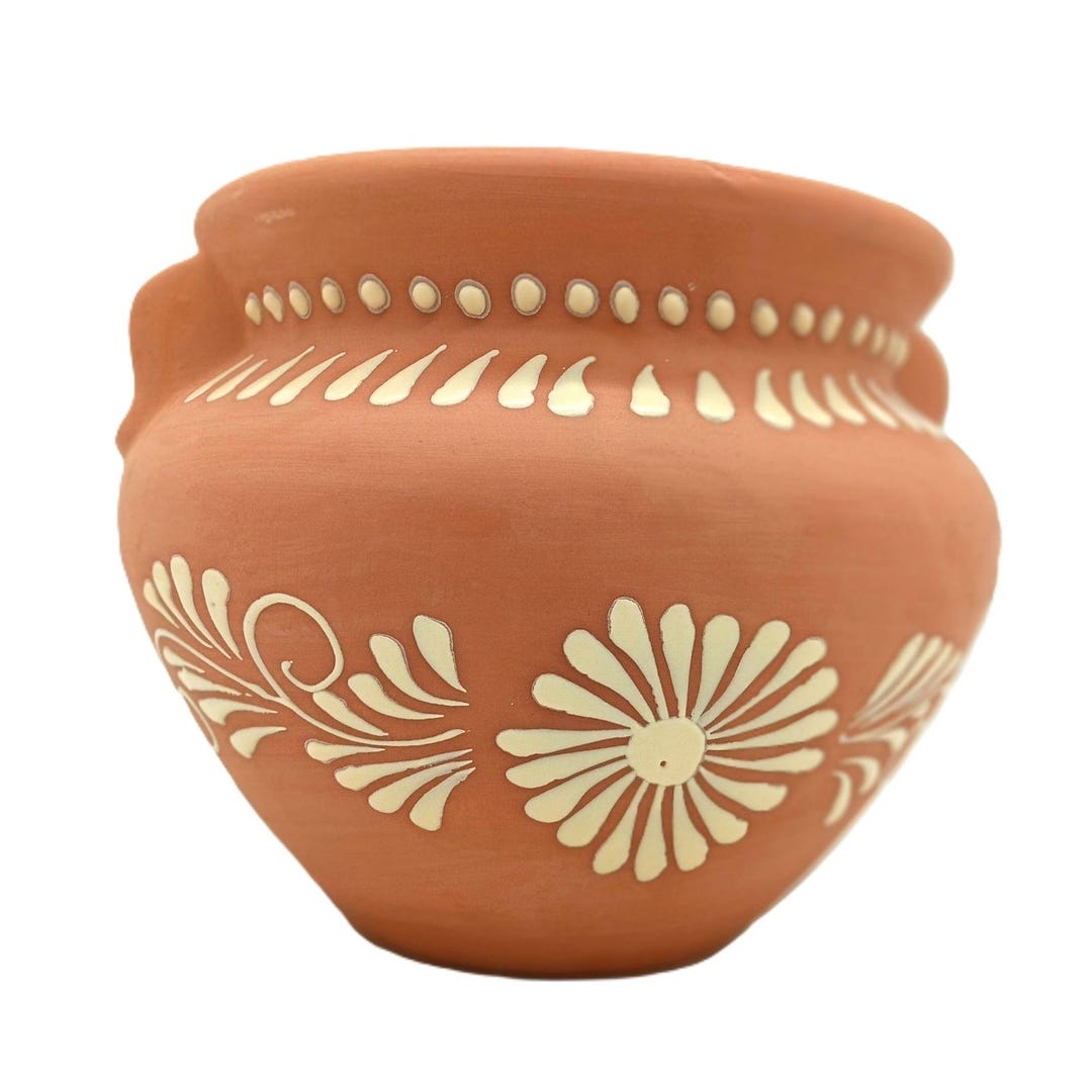 Terracotta Clay Pottery Planter Rustic Natural Hand Painted Flower Pot ...