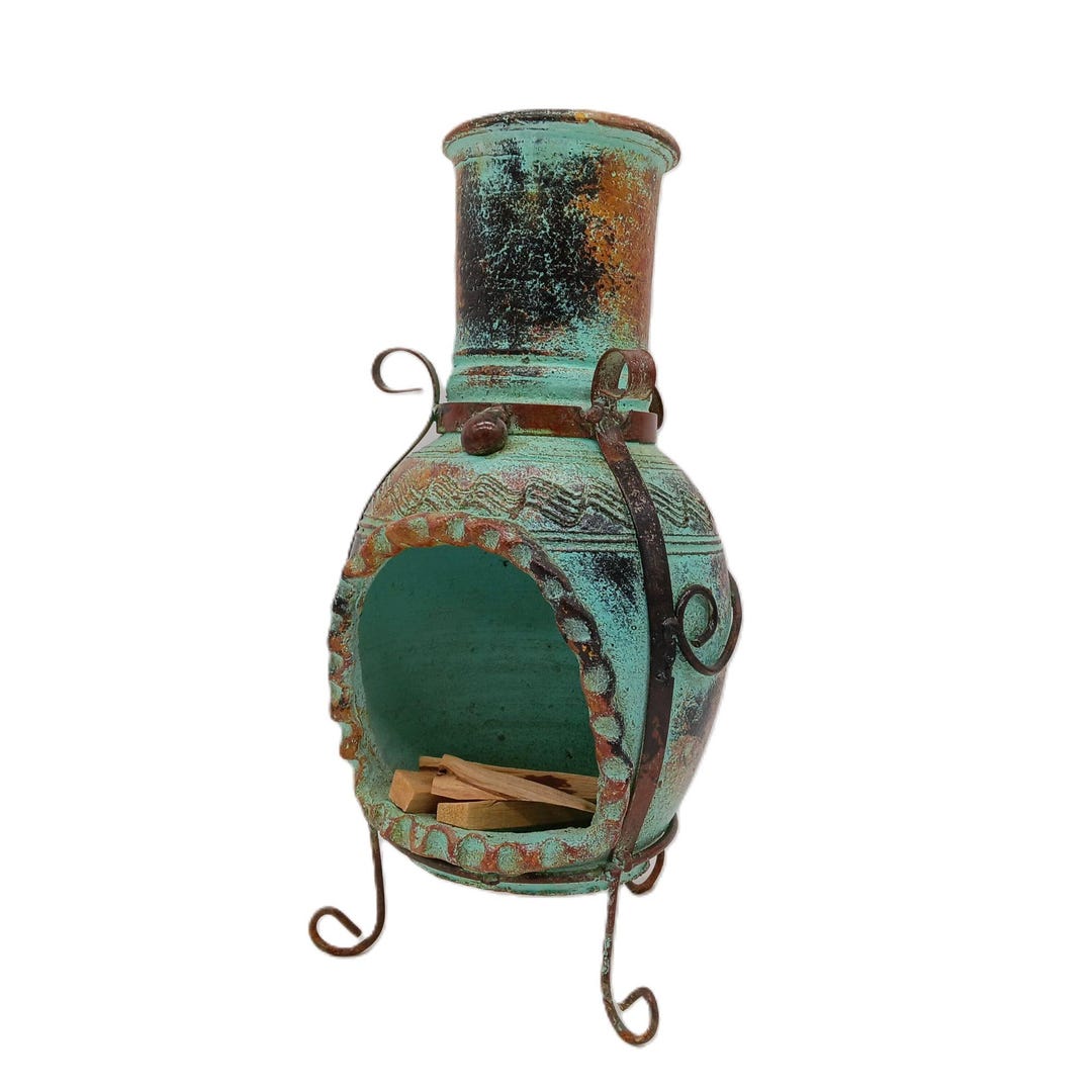 Tabletop Chiminea Mexican Terracotta Clay Pottery Candle Incense ...