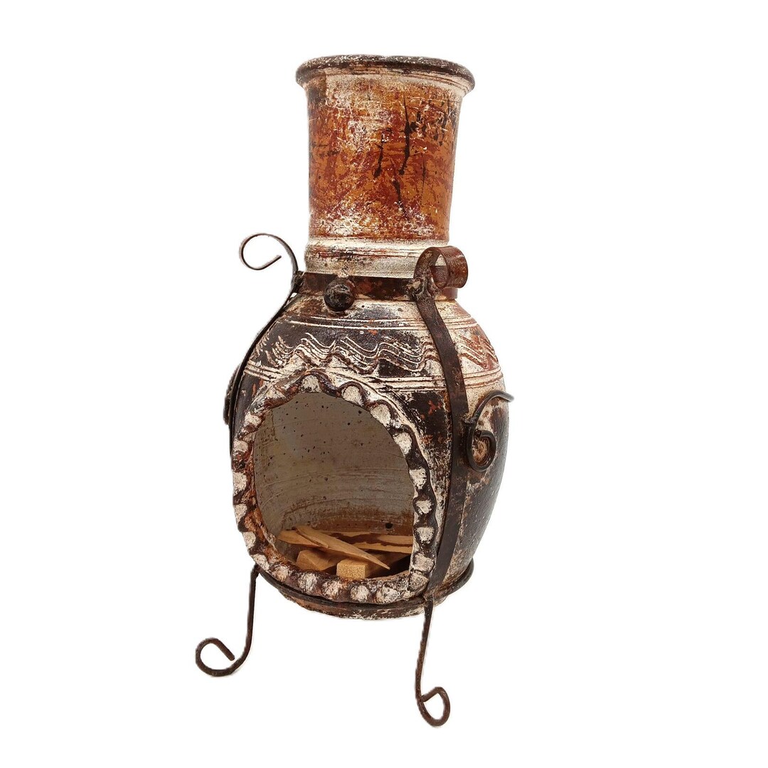Tabletop Chiminea Mexican Terracotta Clay Pottery Candle Incense ...
